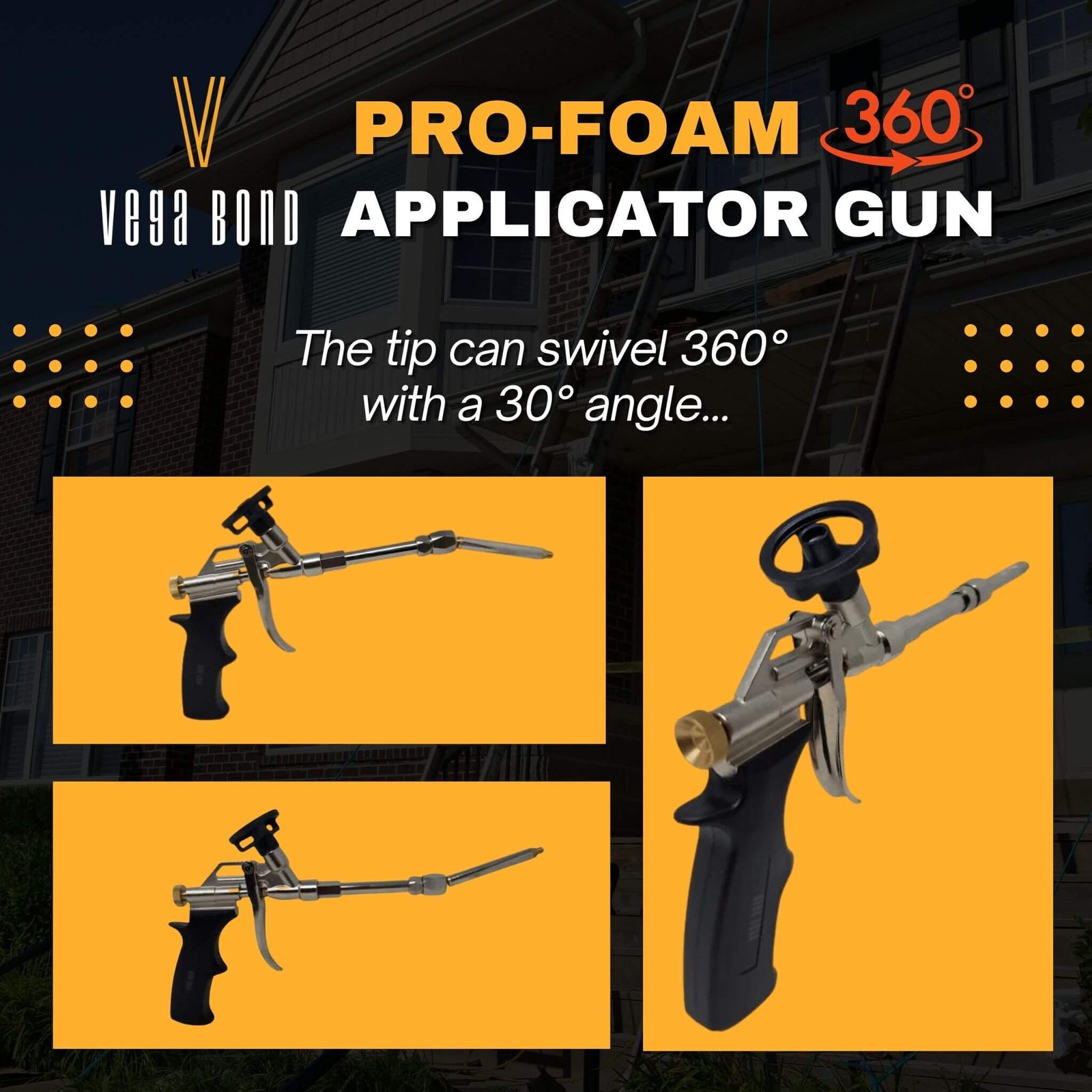 Vega Bond Pro Foam Gun with Swivel Tip for Spray Foam Excellence