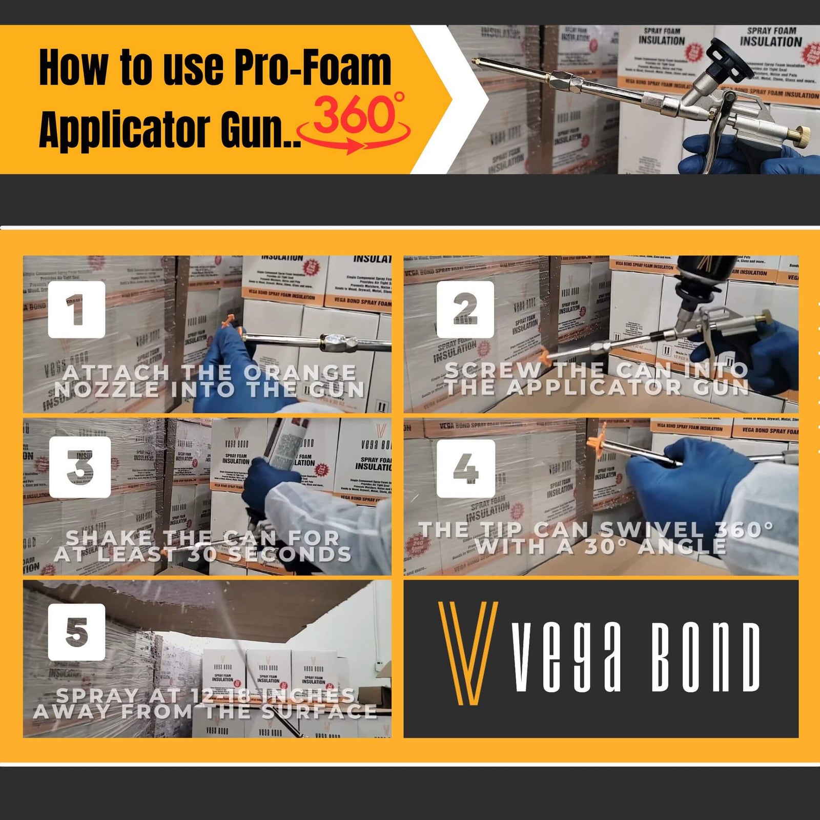 Vega Bond Pro Foam Gun with Swivel Tip for Spray Foam Excellence